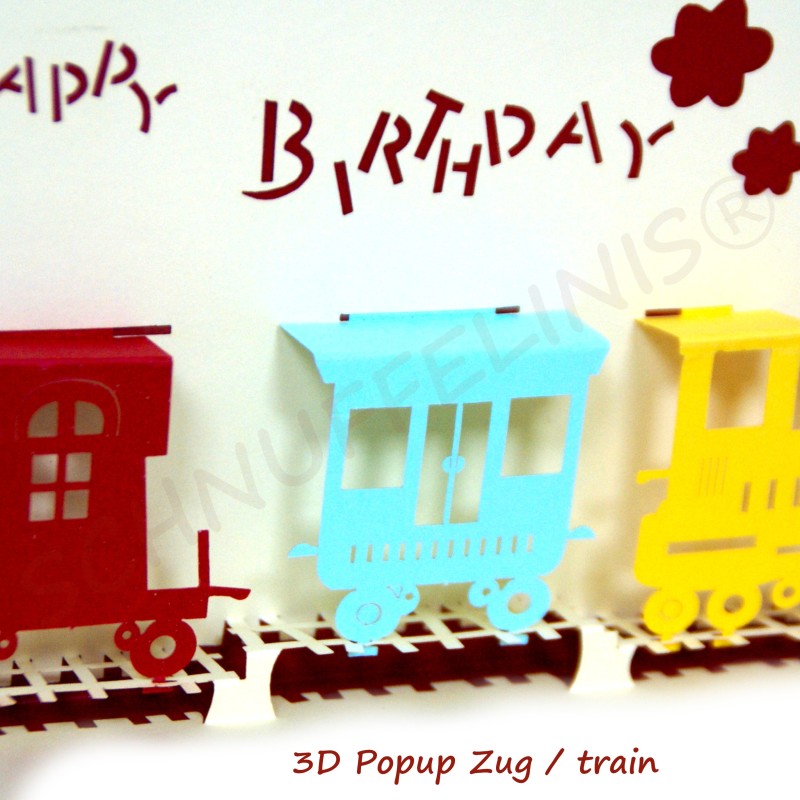 Happy Birthday Card, popup card, Birthday, Train